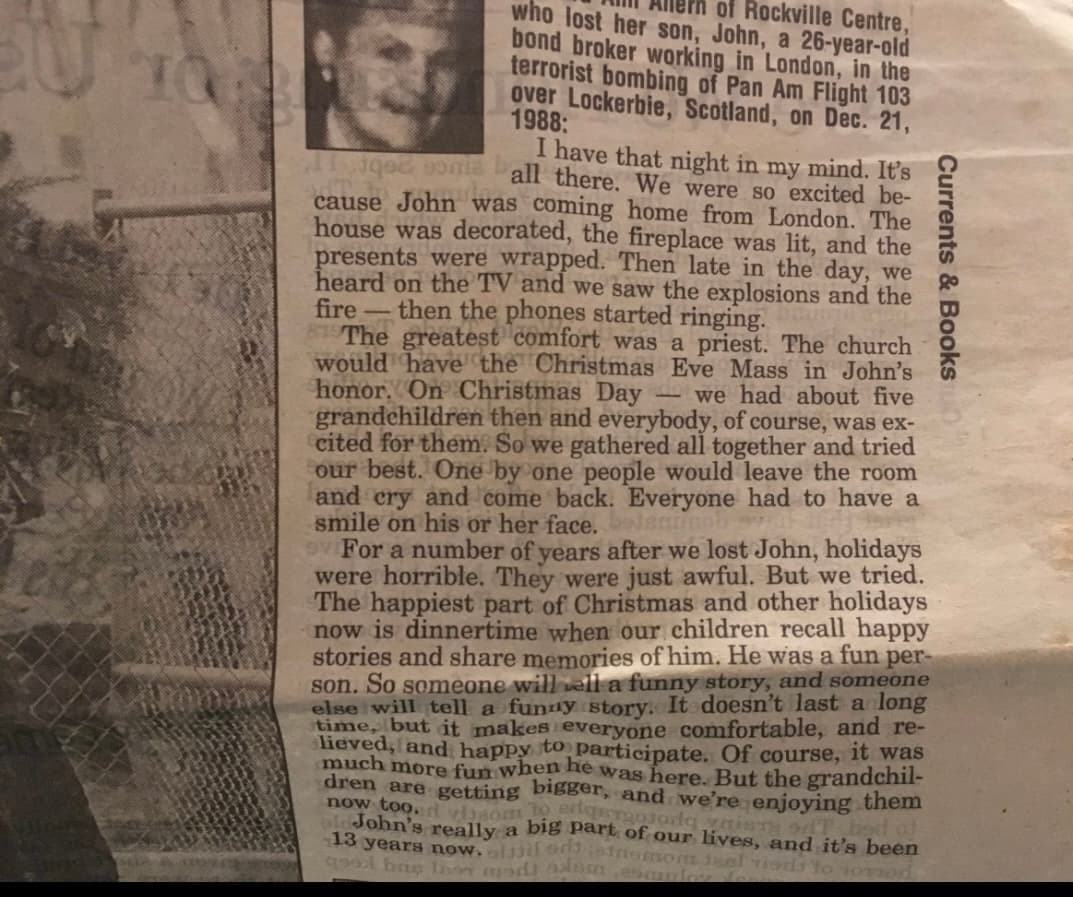 John Ahern | Pan Am 103 Lockerbie Legacy Foundation